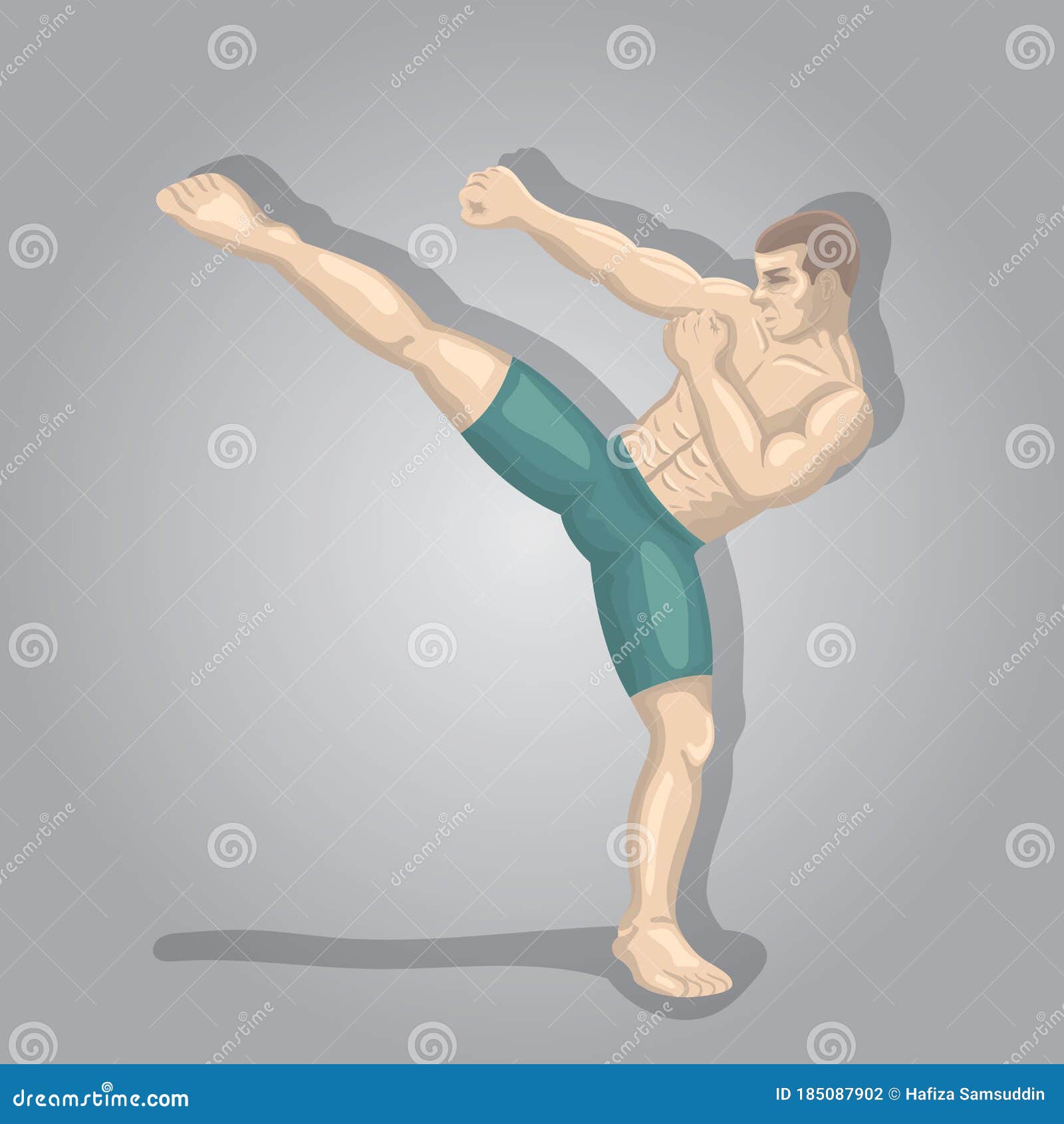 Kickboxing Player in Pose. Vector Illustration Decorative Design Stock ...