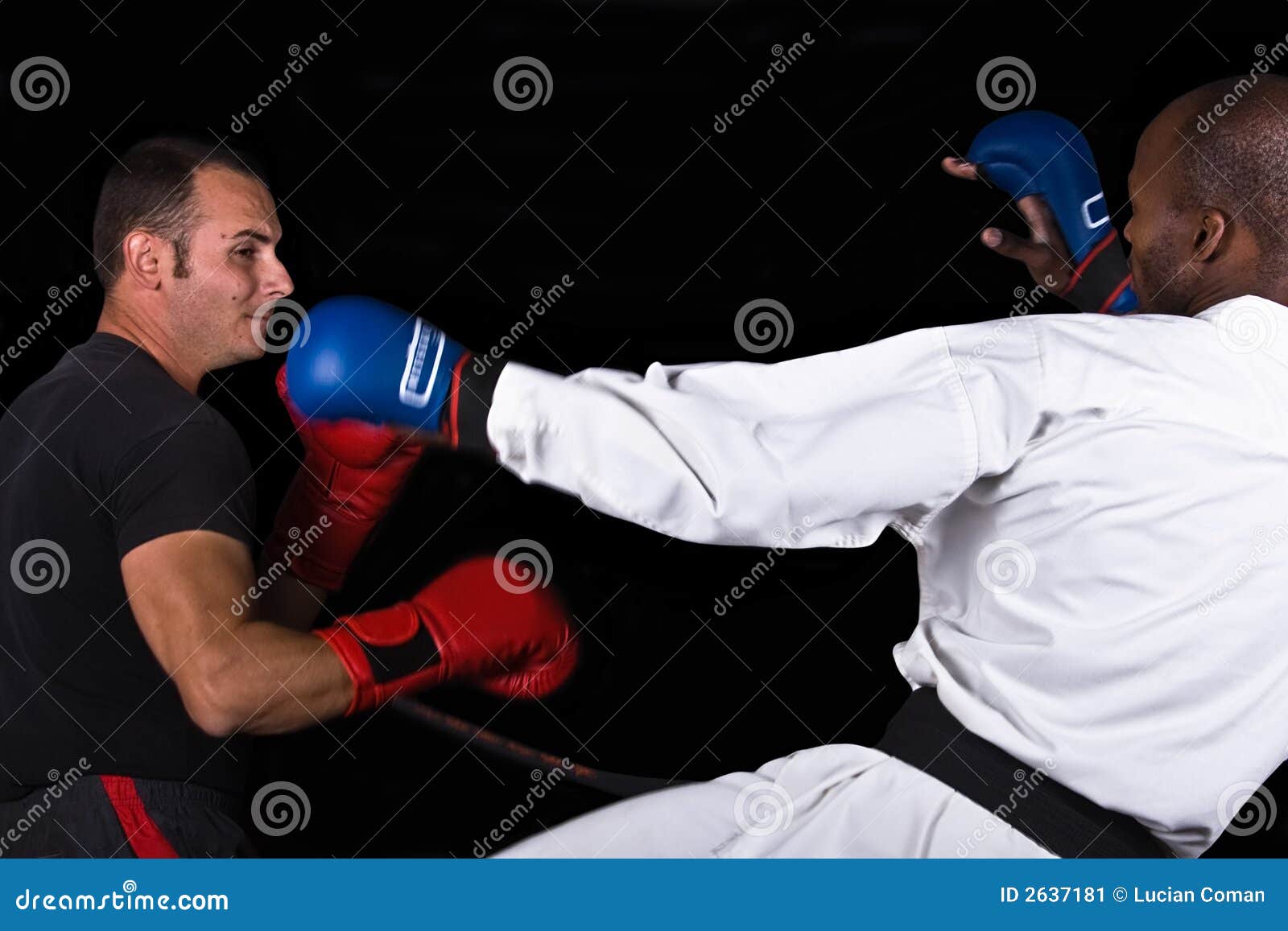 Kickboxing versus karate stock image. Image of dynamic - 2637181