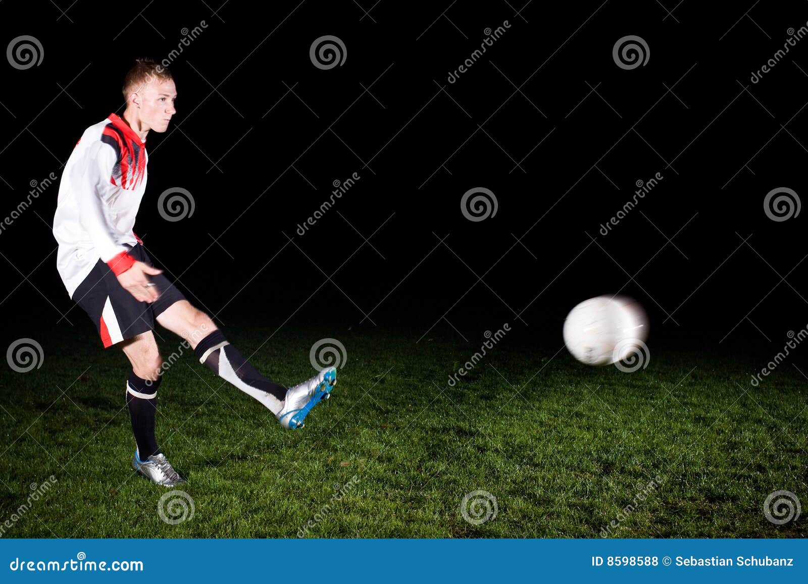 Kicking the ball stock photo. Image of success, shot, stadium - 8598588