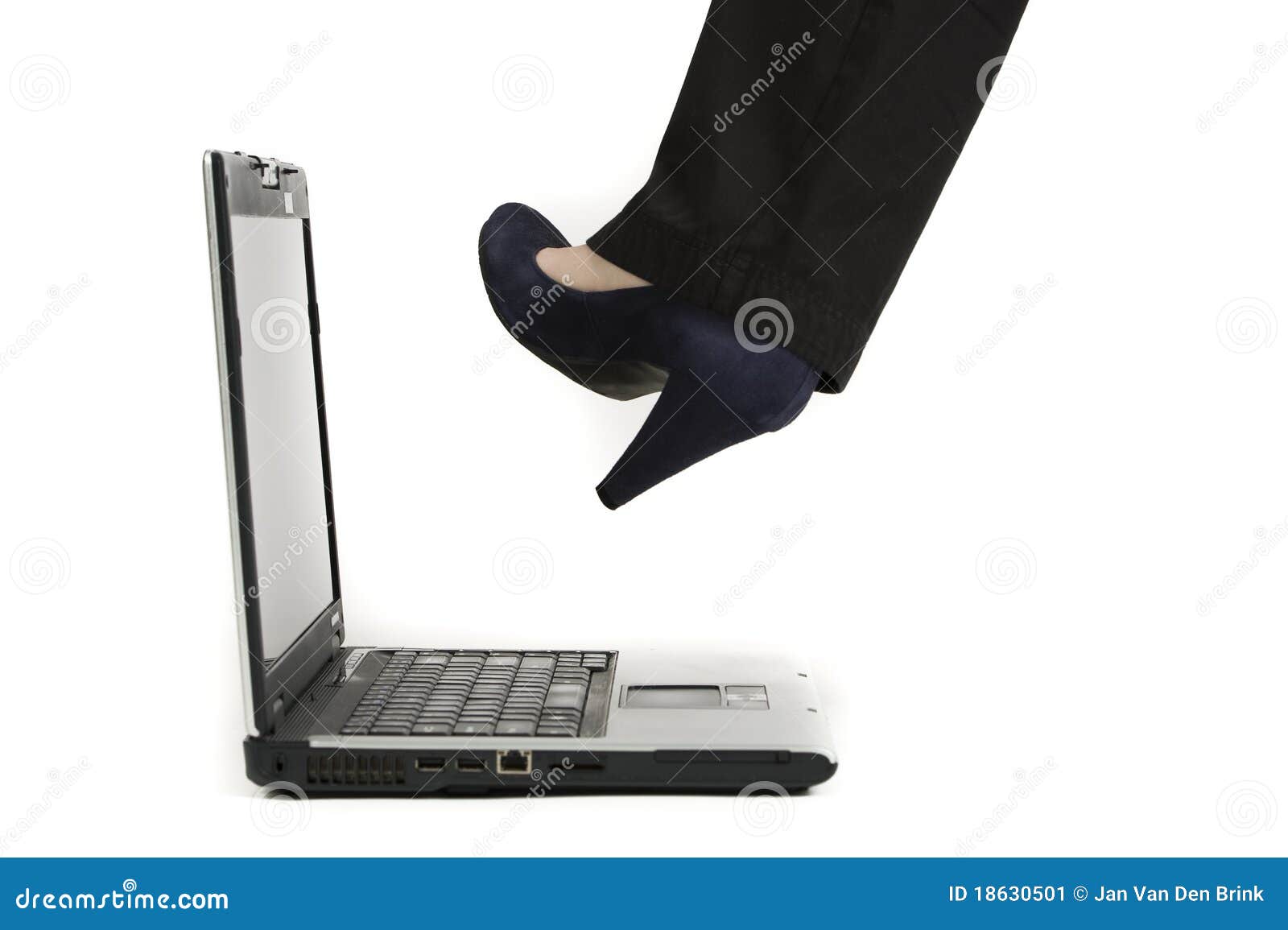 Kicking the laptop stock image. Image of caucasian, business - 18630501