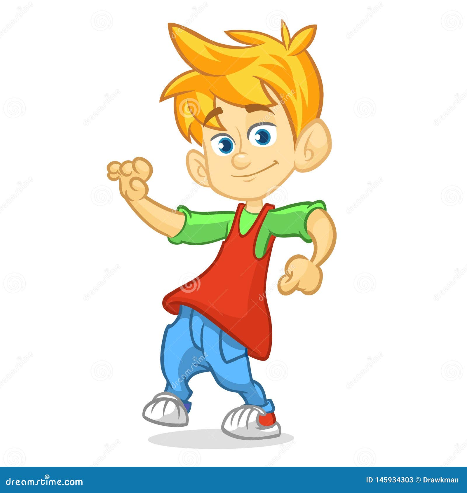 Cute Cartoon Boy Dancing Illustration. Vector Isolated Stock Vector ...