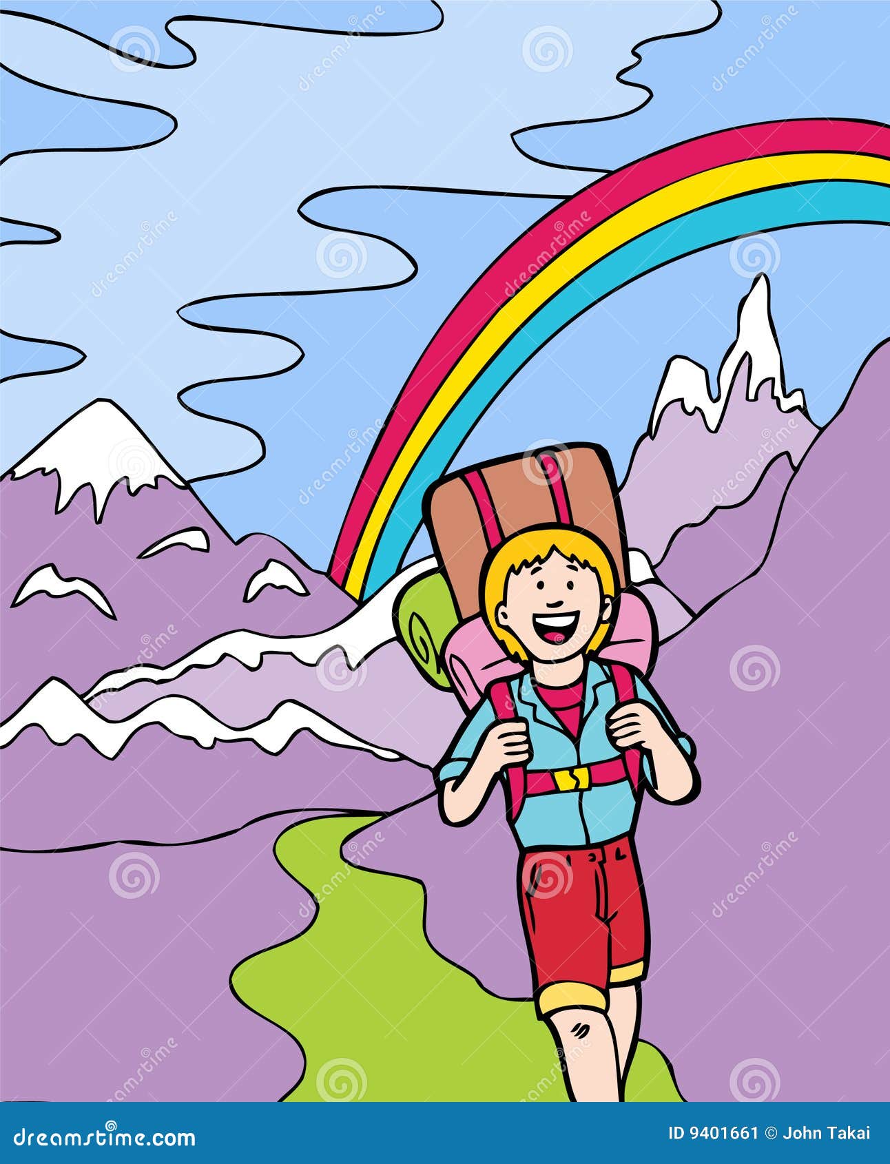 Kid Adventures: Hiking in the Mountains Stock Vector - Illustration of ...