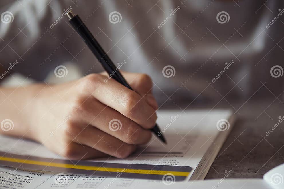 Kid Affected by Dyslexia Doing Homework, Writing, Reading Notebook Task ...