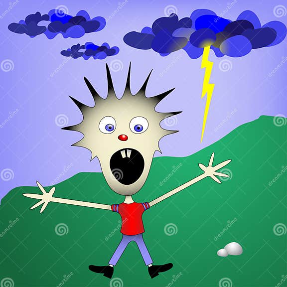 Kid Afraid of the Lightning and Storm Stock Vector - Illustration of ...