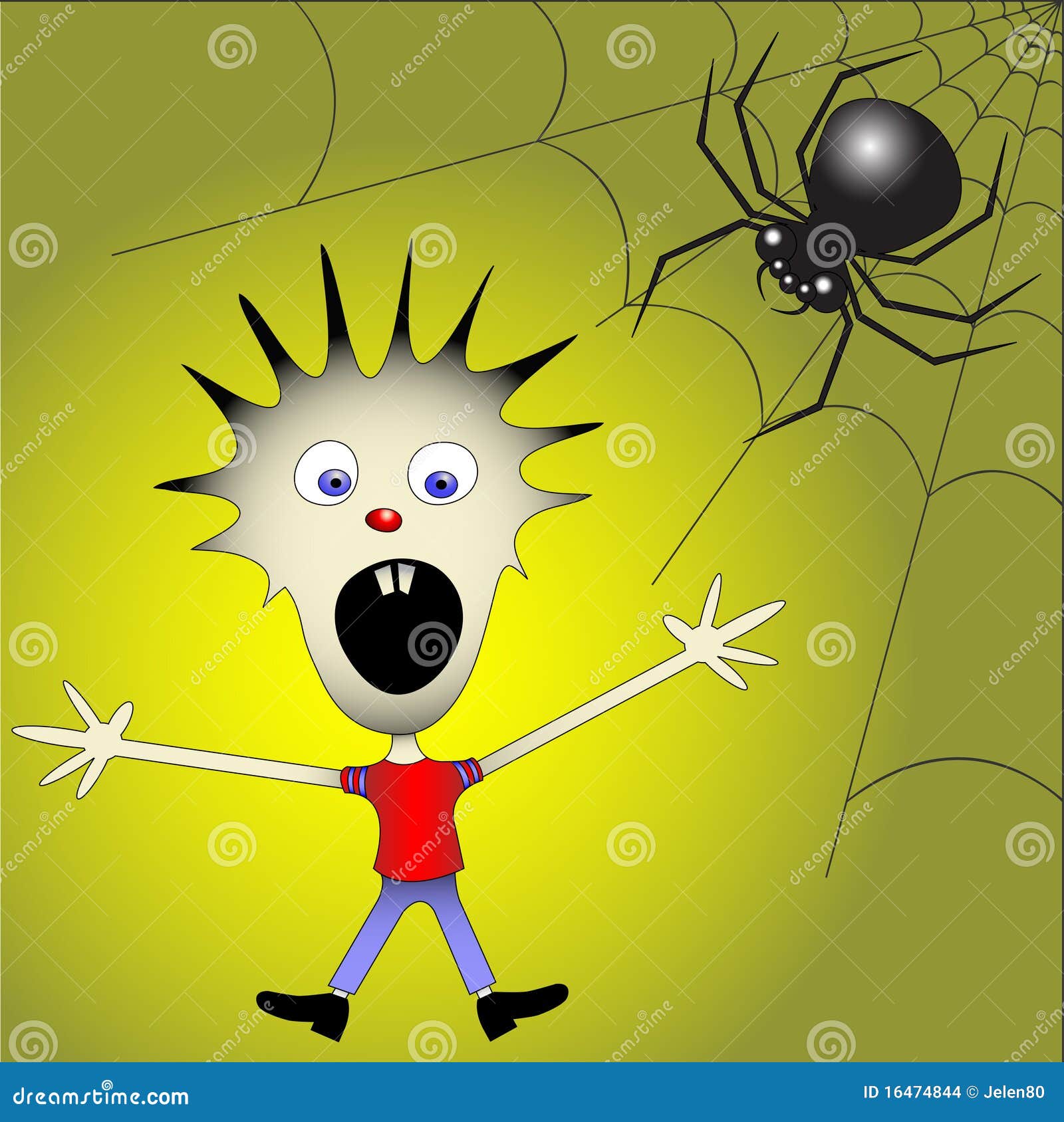 Kid afraid of spider stock vector. Illustration of scare - 16474844