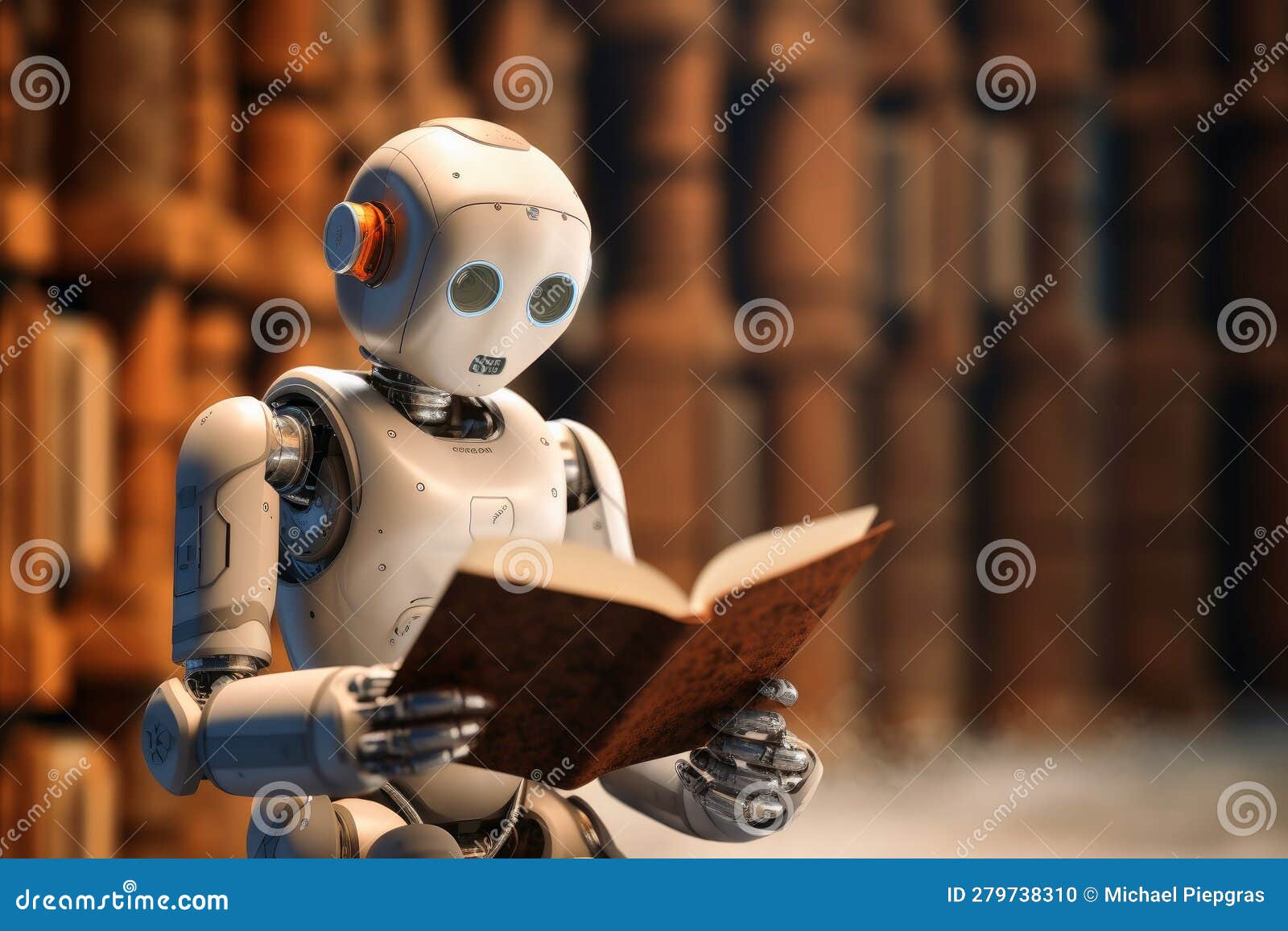 A Kid AI Robot Reading a Book Created with Generative AI Technology ...