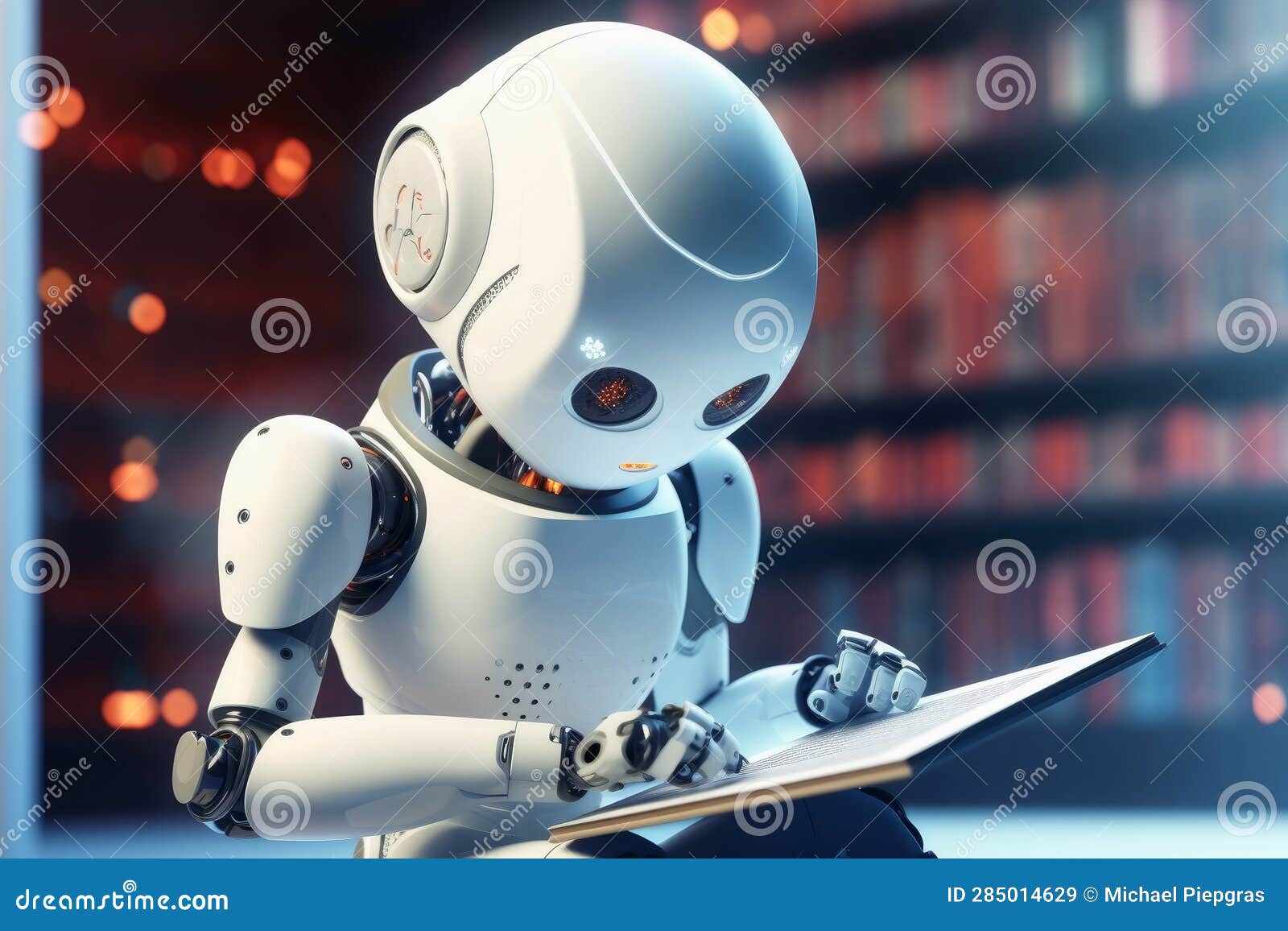 A Kid AI Robot Reading a Book Created with Generative AI Technology ...