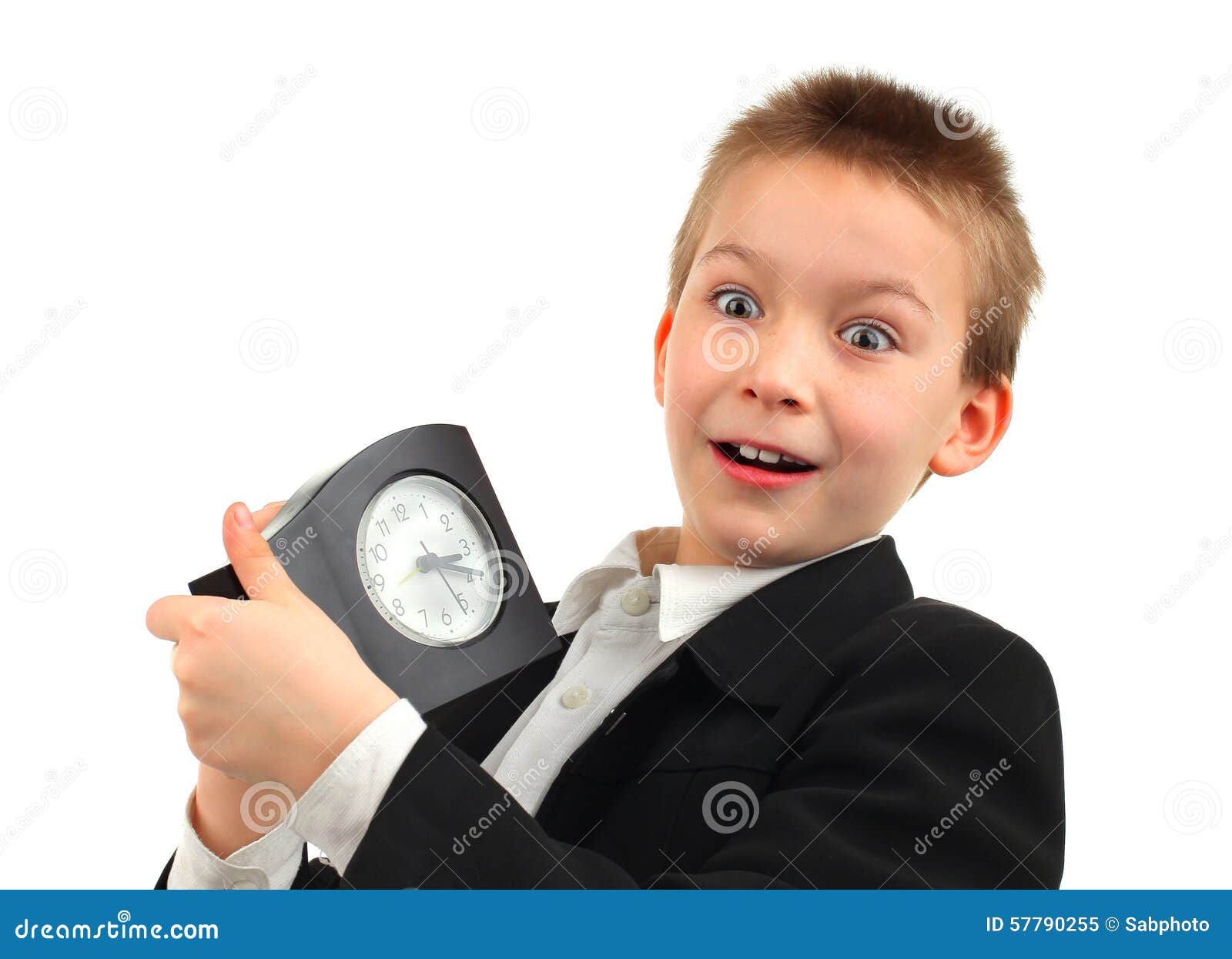 Kid with Alarm Clock stock image. Image of gaze, cute - 57790255