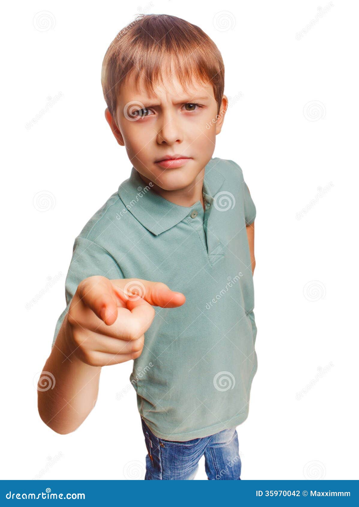 Kid Angry Boy Shows His Finger To Screen Evil is Stock Photo - Image of ...