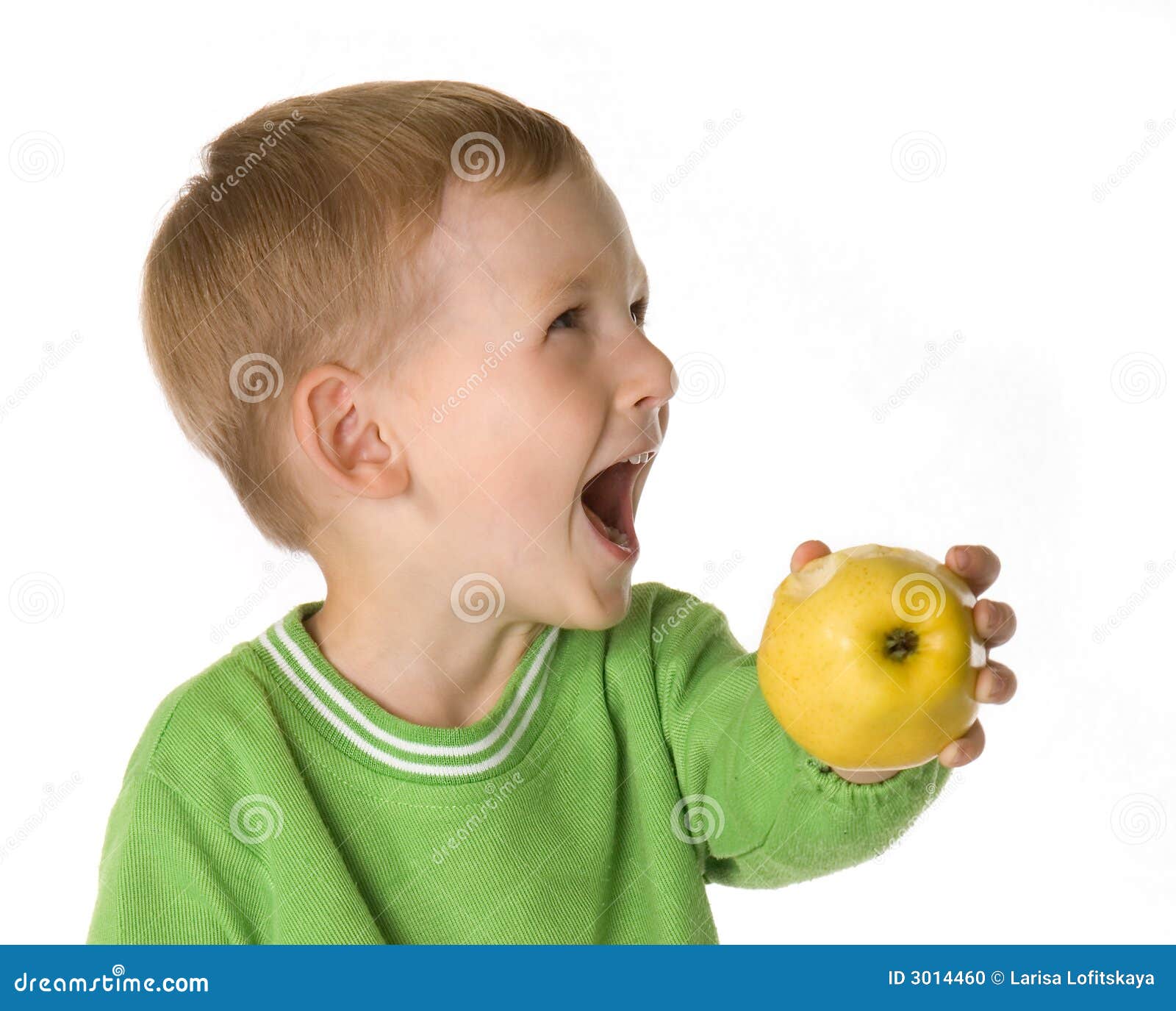 The kid with an apple (2) stock photo. Image of isolated - 3014460