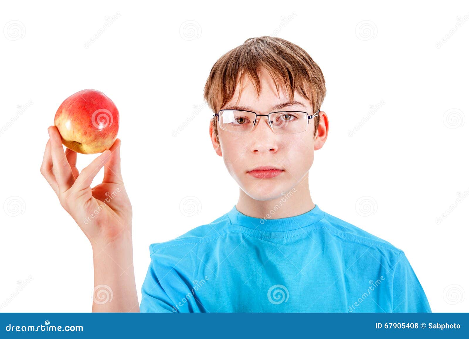 Kid with an Apple stock photo. Image of handsome, geek - 67905408