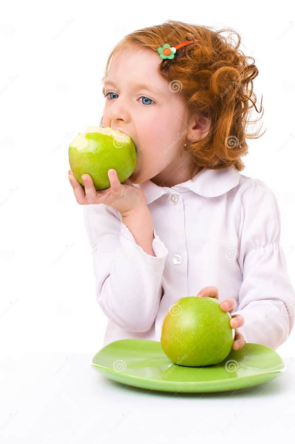 Kid with apples stock image. Image of background, lunch - 38185709