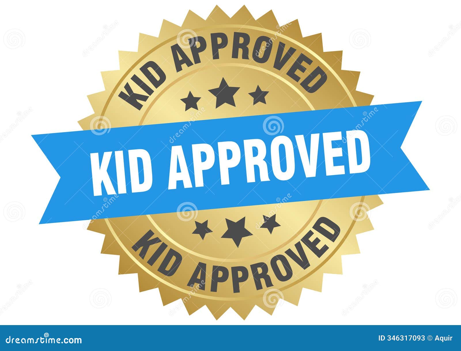 Kid Approved. Kid Approved Round Blue and Gold Label Isolated on ...