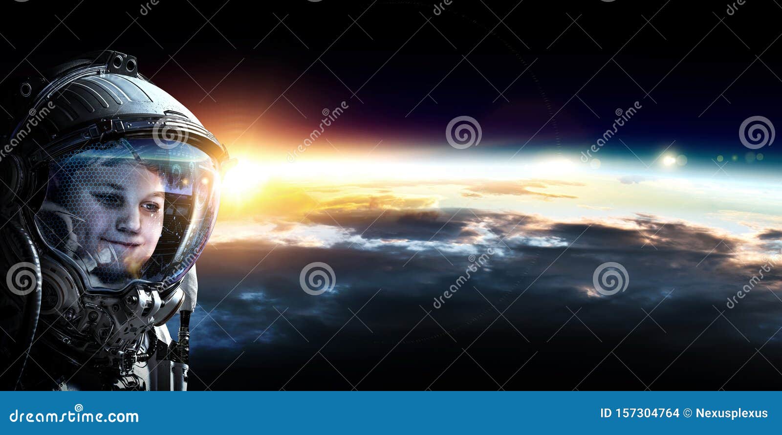 Little Happy Spaceman in Space Stock Photo - Image of exploration ...