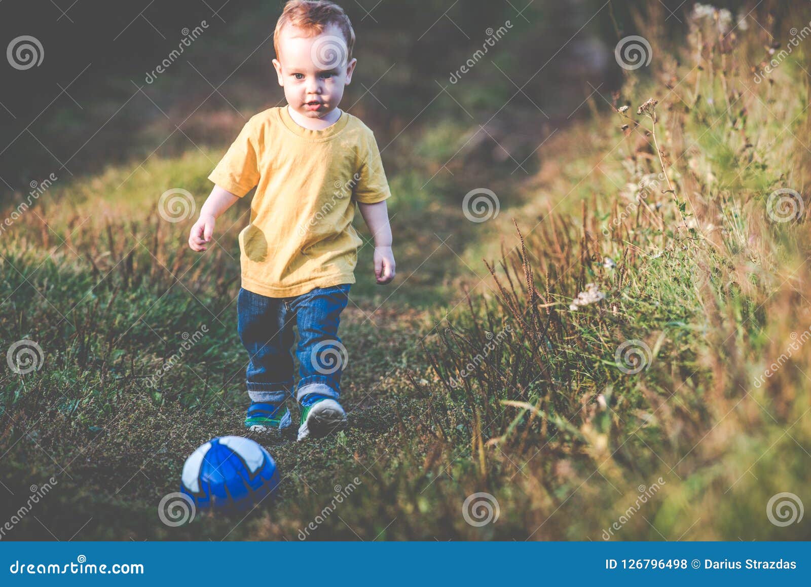 Kid with a ball stock photo. Image of little, childhood - 126796498