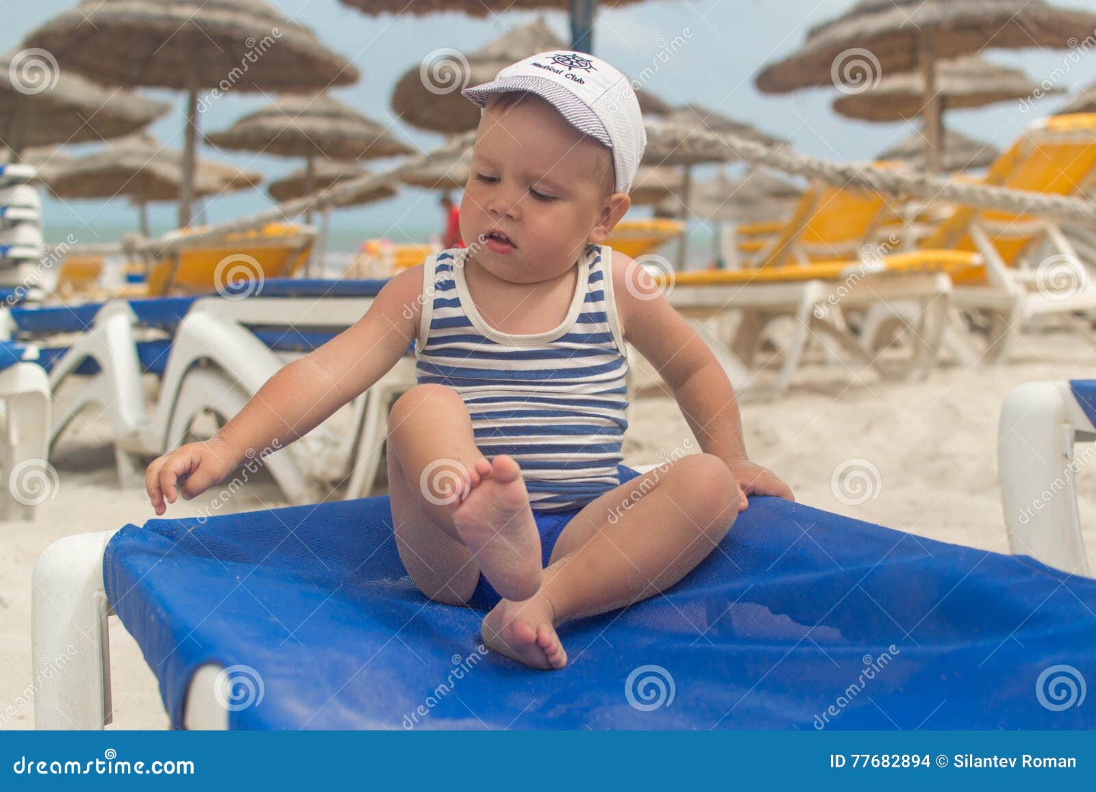 Kid on the Beach Near the Ocean Stock Photo - Image of cheerful, cute ...