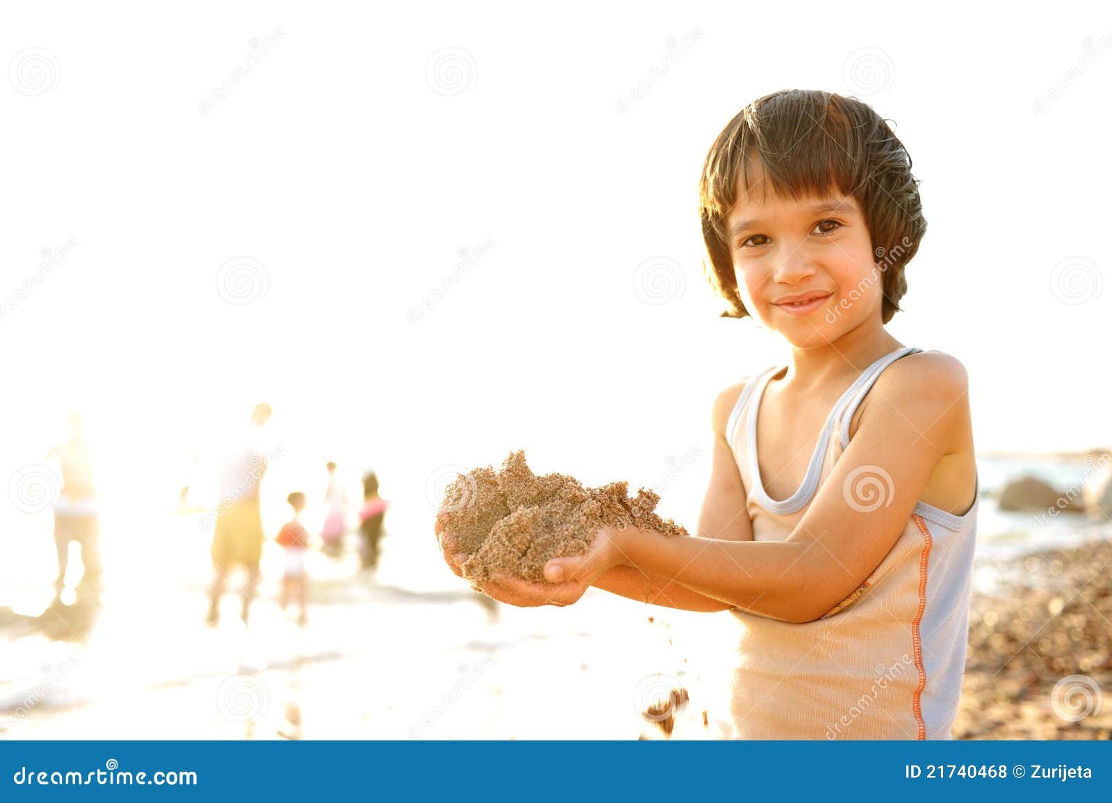 Kid on Beach in Sand Playing, Stock Photo - Image of happy, pose: 21740468