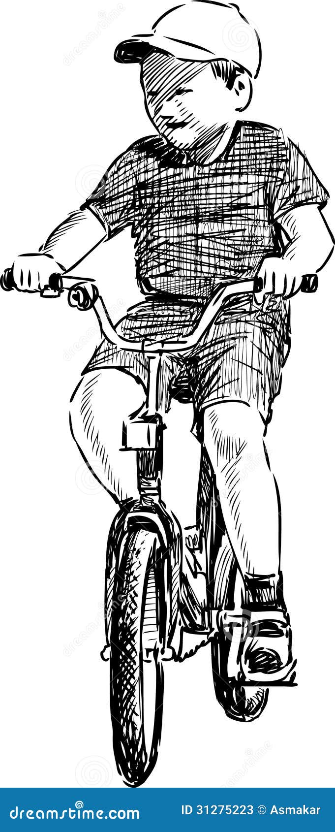 Kid on bike stock vector. Illustration of bicycle, child - 31275223