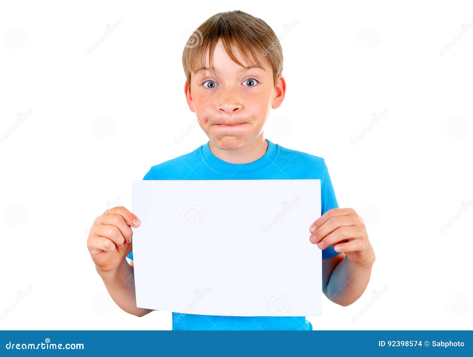 Kid with Blank Paper stock photo. Image of little, child - 92398574