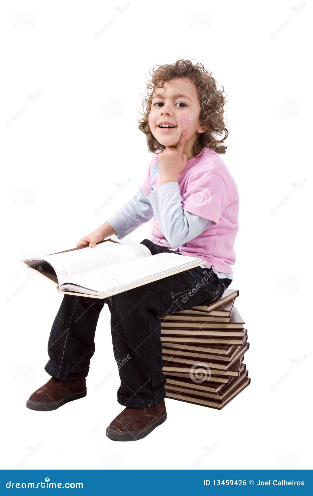 Kid with books stock photo. Image of learn, young, reading - 13459426