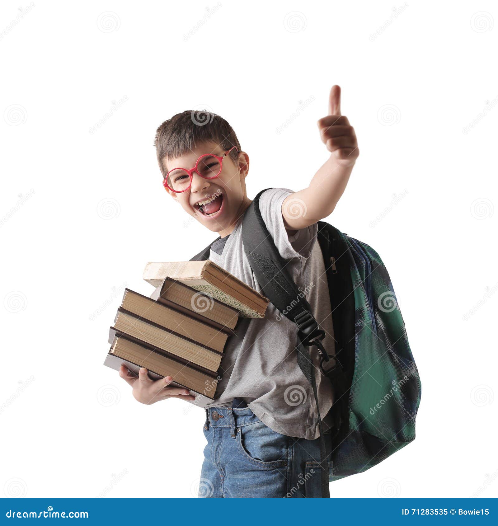 Kid with books stock image. Image of nerd, book, approved - 71283535