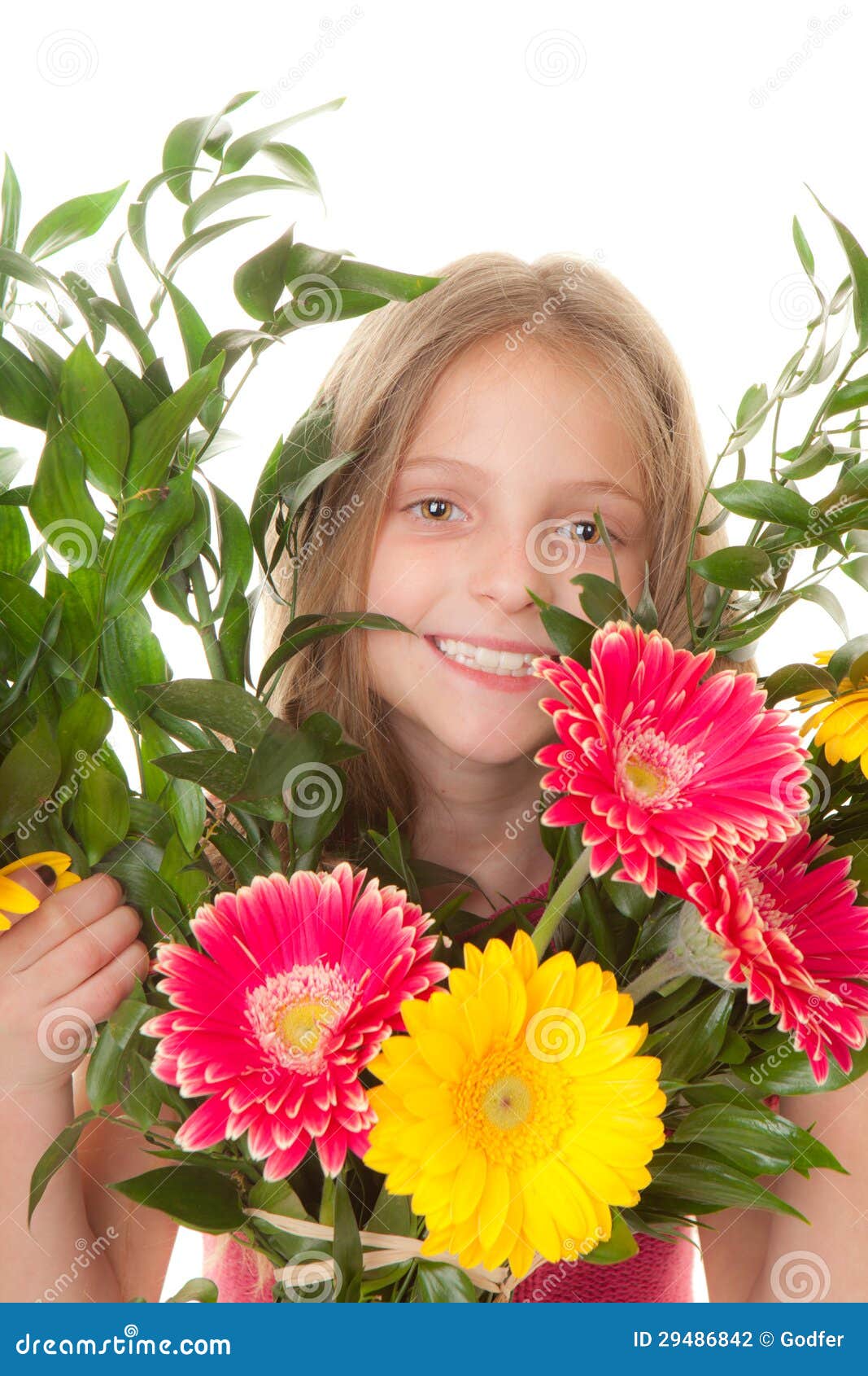 Kid with boquet of flowers stock photo. Image of bouquet - 29486842