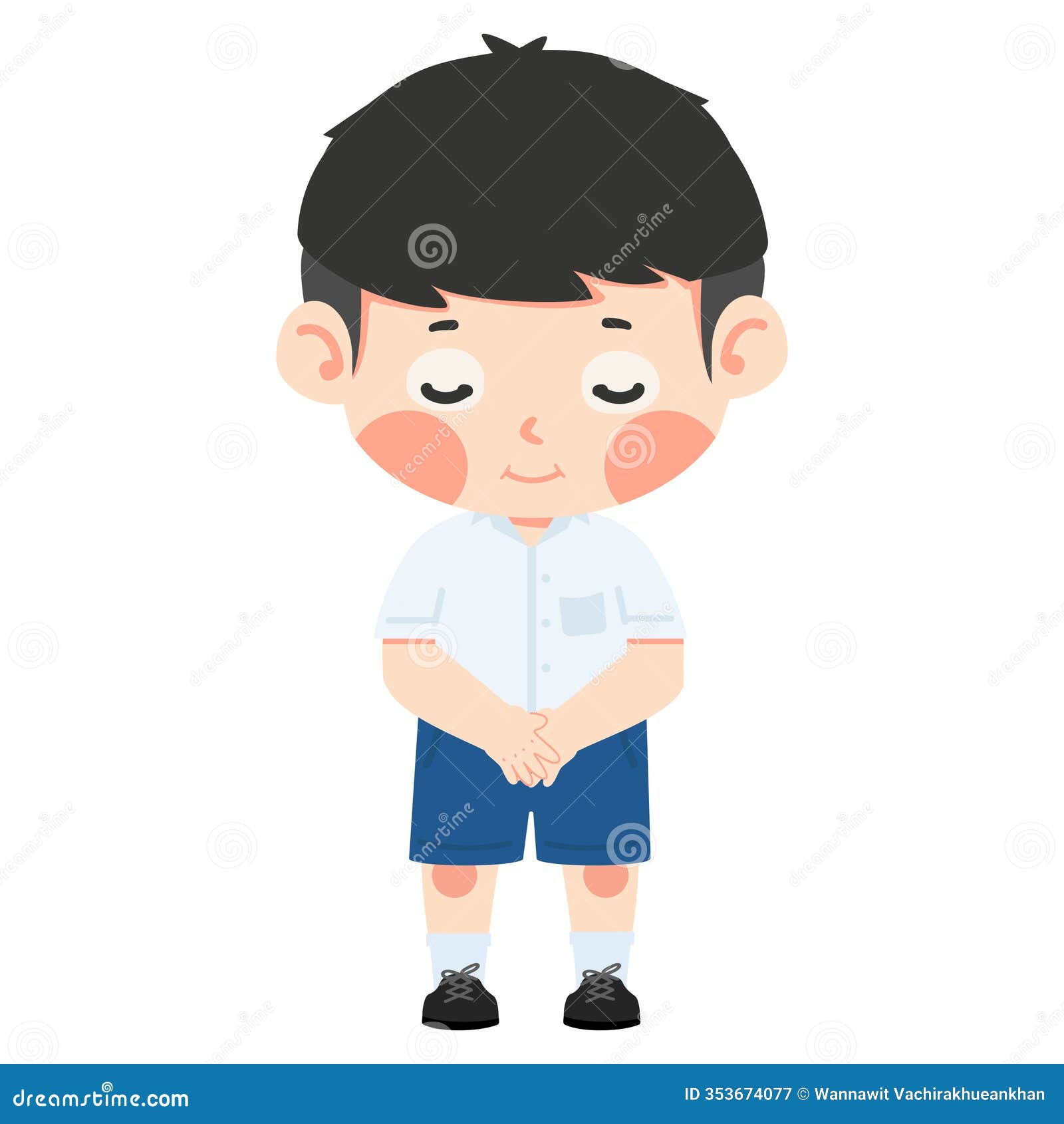 Kid Bowing Apology Bow Paying Respect Stock Illustration - Illustration ...