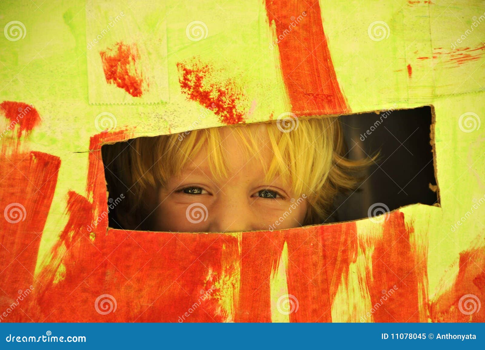Kid in a Box stock image. Image of outside, hiding, expression - 11078045