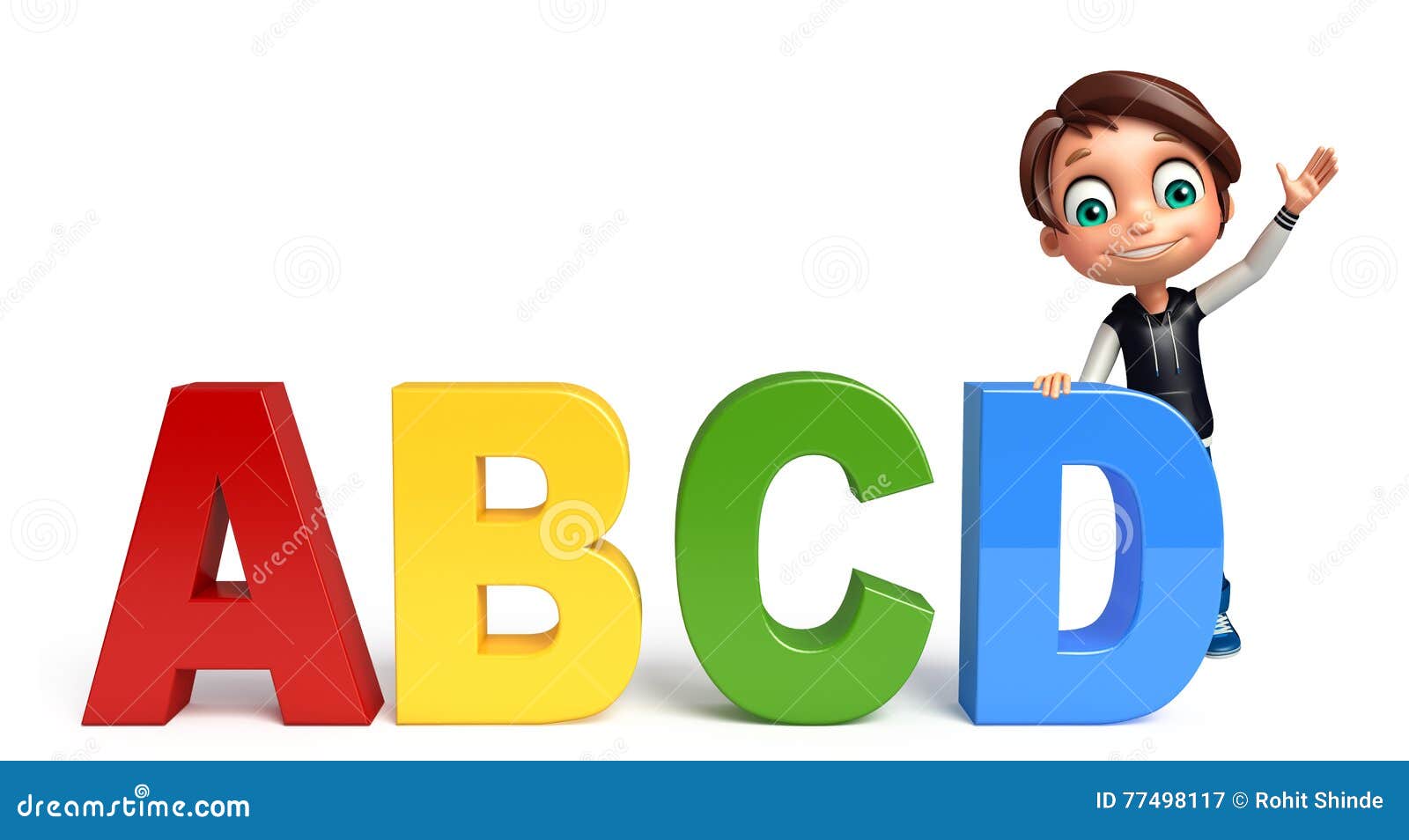 Kid Boy With Abcd Sign Royalty-Free Cartoon | CartoonDealer.com #77498117