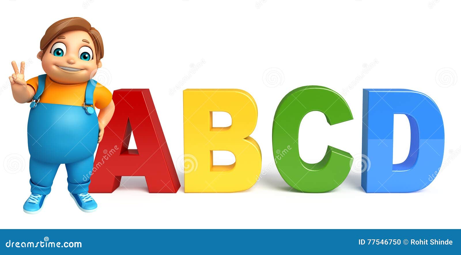 Kid boy with ABCD sign stock illustration. Illustration of happiness ...