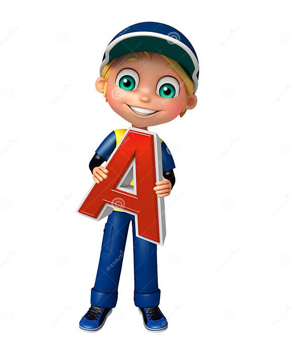 Kid boy with a alphabate stock illustration. Illustration of activity ...