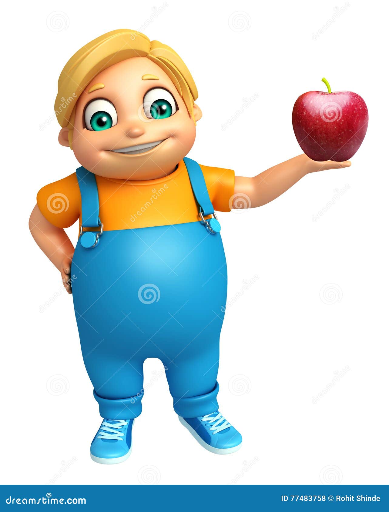 Kid boy with Apple stock illustration. Illustration of apple - 77483758