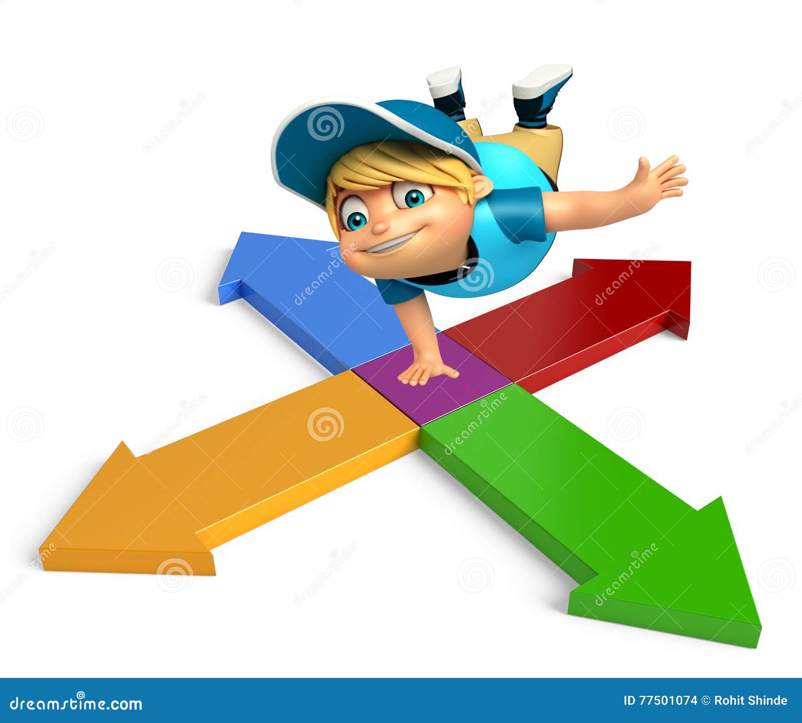 Kid boy with Arrow sign stock illustration. Illustration of activity ...