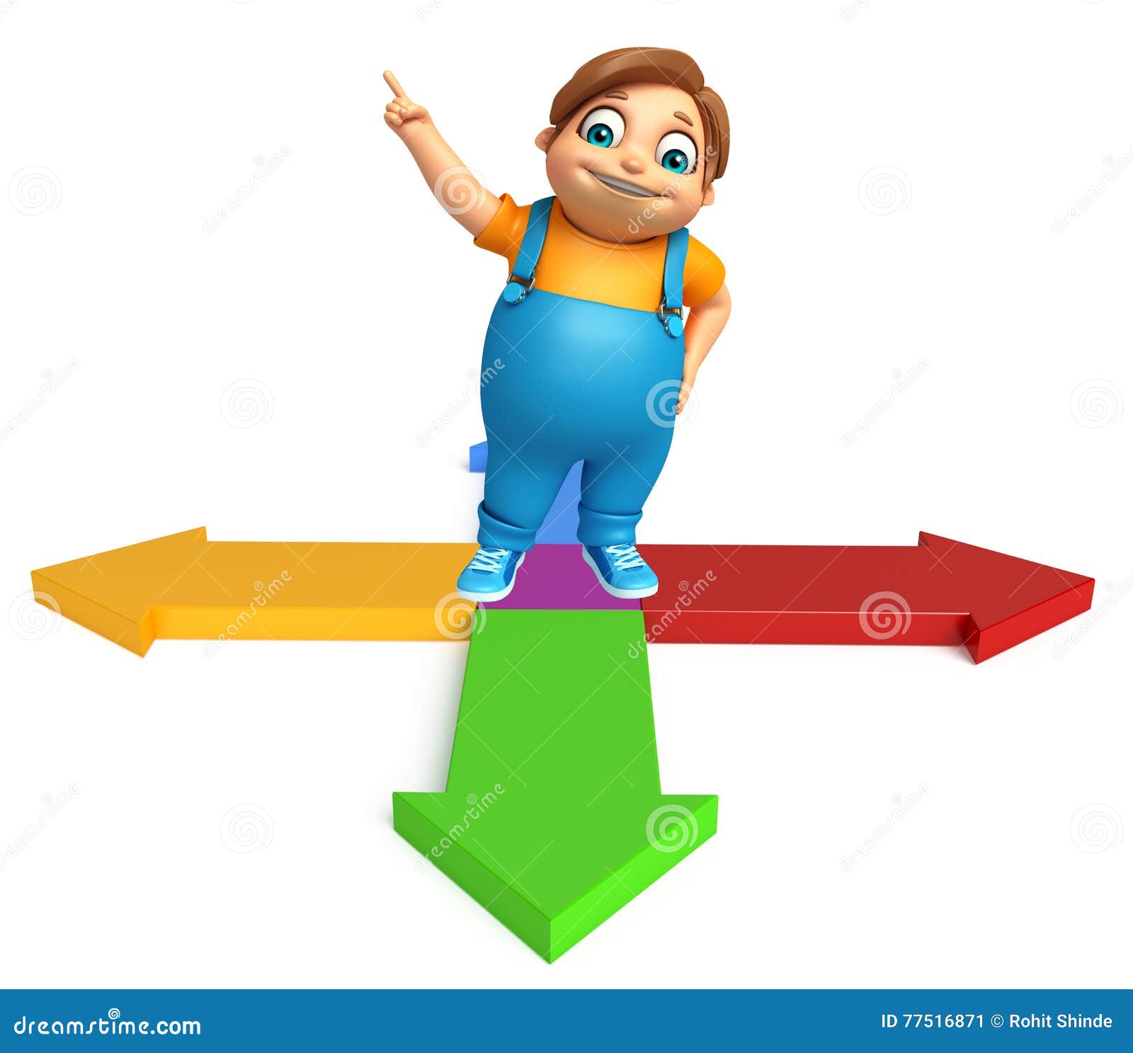 Kid boy with Arrow sign stock illustration. Illustration of playful ...