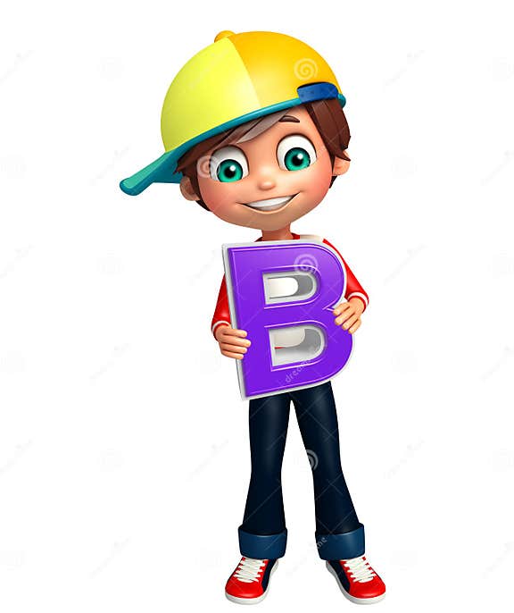 Kid boy with B alphabate stock illustration. Illustration of alphabate ...