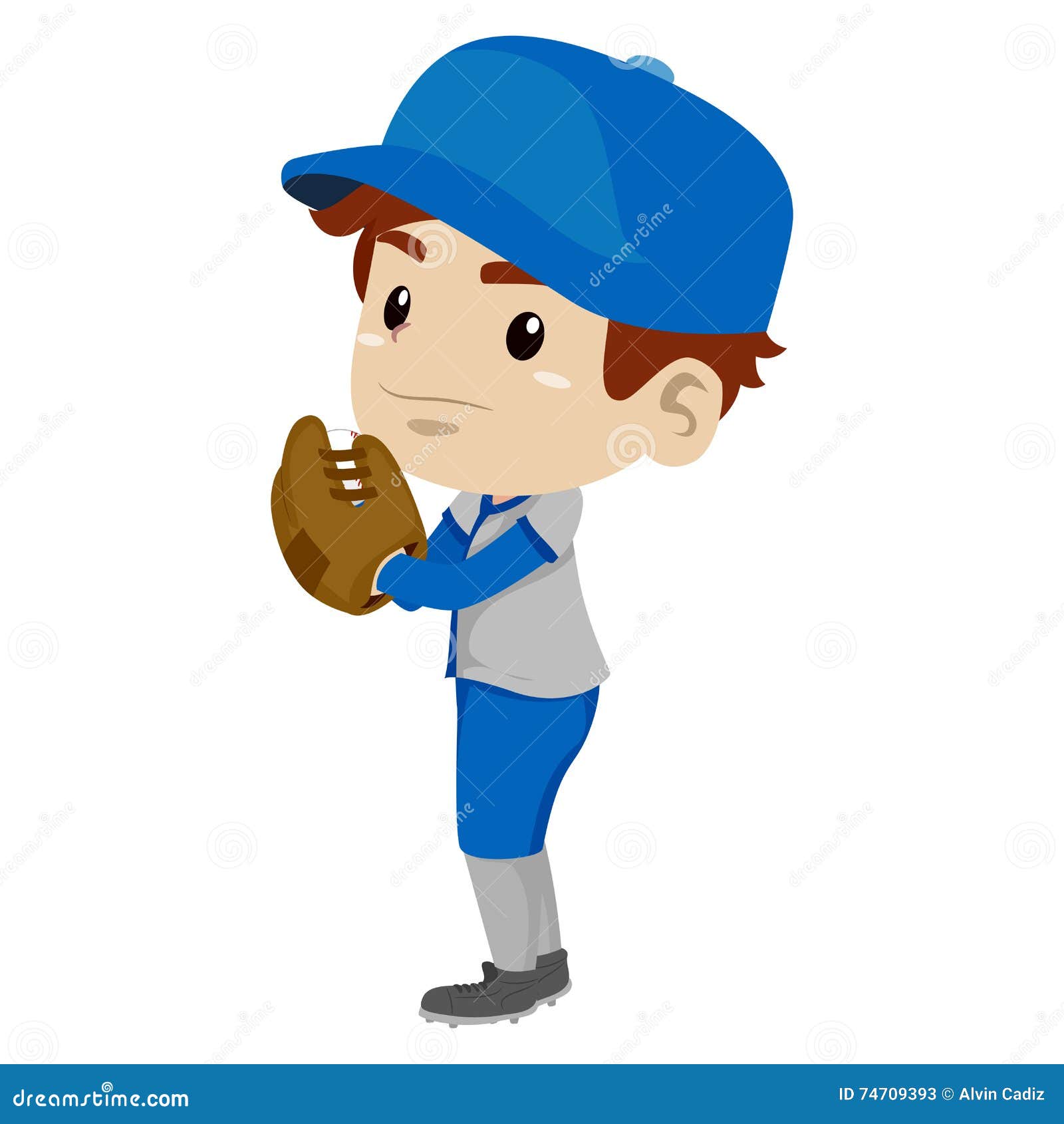 Kid Boy Baseball Player Pitcher Stock Vector - Illustration of softball ...