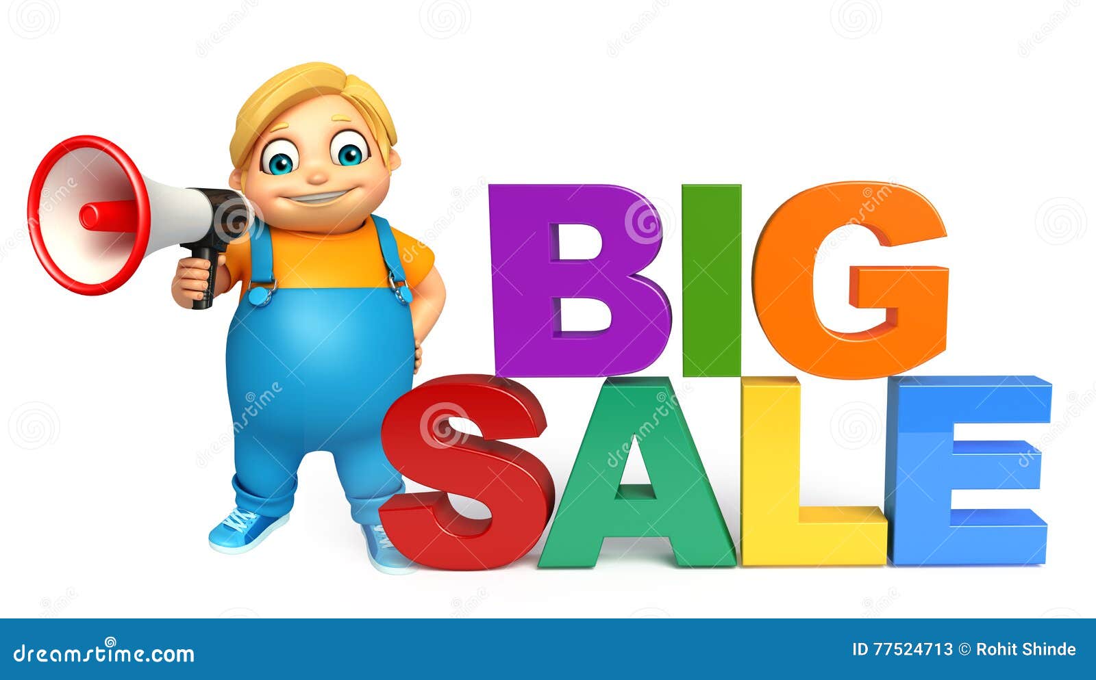 Kid Boy with Bigsale Sign & Loud Speaker Stock Illustration ...