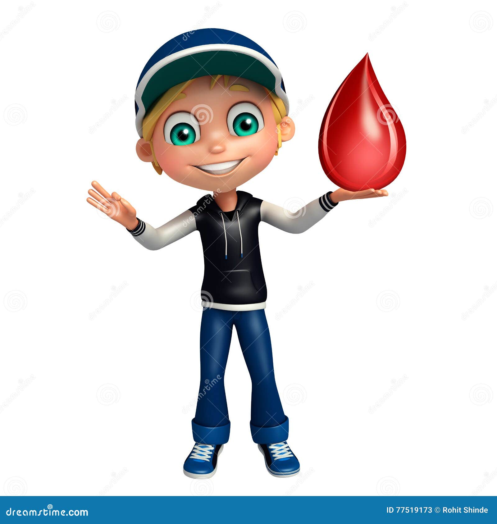 Kid boy with blood drop stock illustration. Illustration of young ...