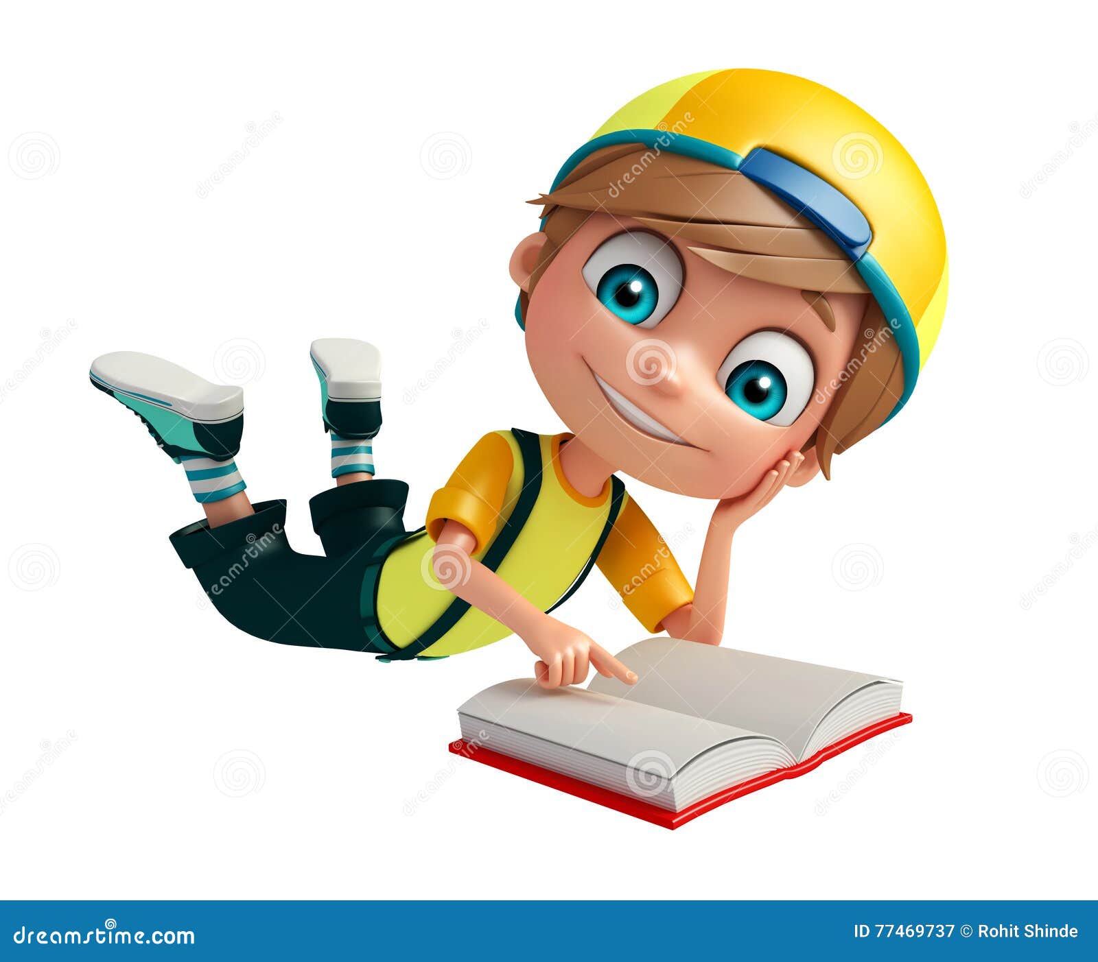 Kid boy with Book stock illustration. Illustration of smile - 77469737
