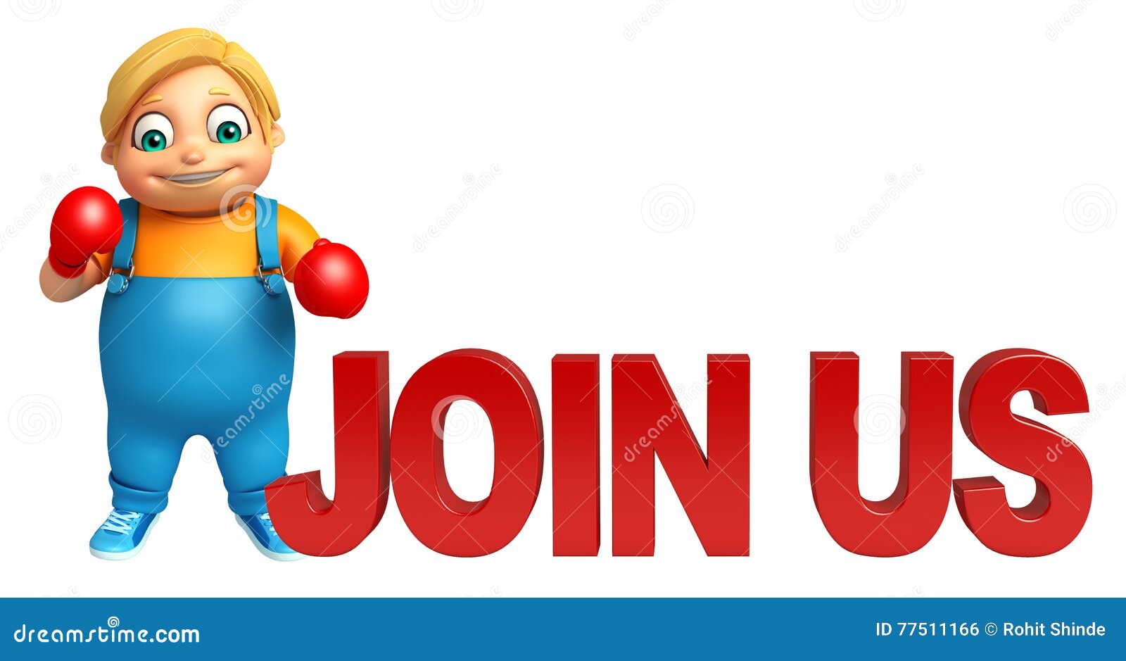 Kid Boy with Boxing Gloves & Join Us Stock Illustration - Illustration ...
