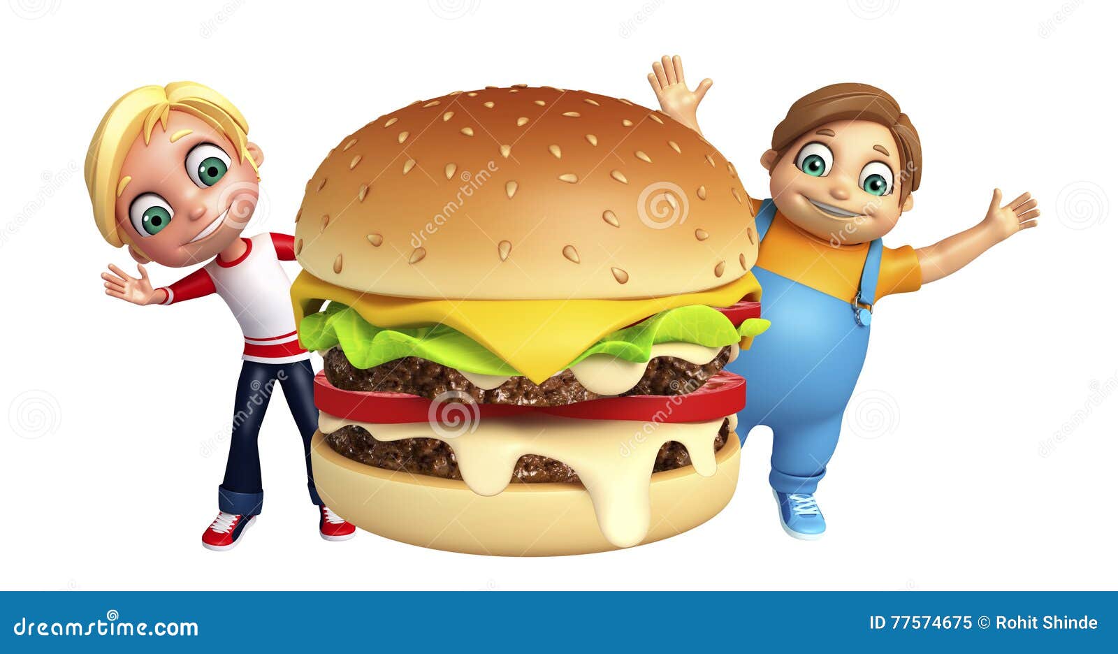 Kid boy with Burger stock illustration. Illustration of study - 77574675