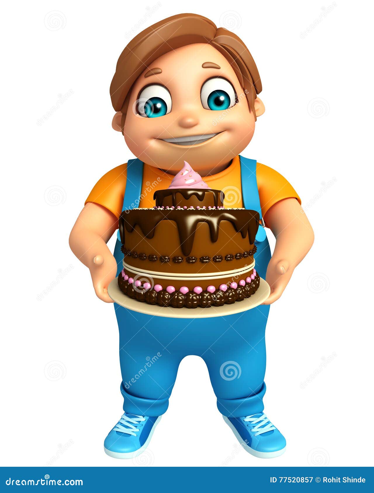 Kid boy with Cake stock illustration. Illustration of class - 77520857