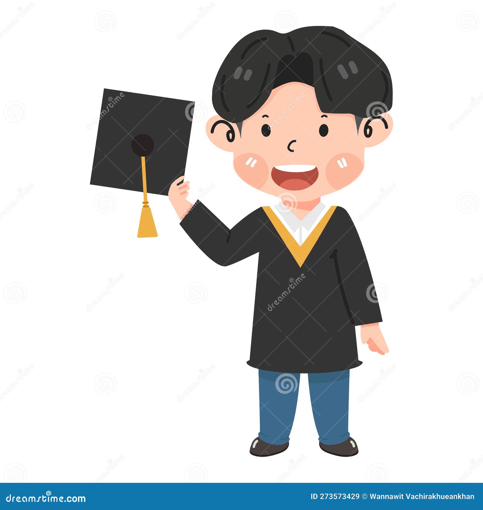 Kid Boy Cartoon Graduation Student Stock Vector - Illustration of ...