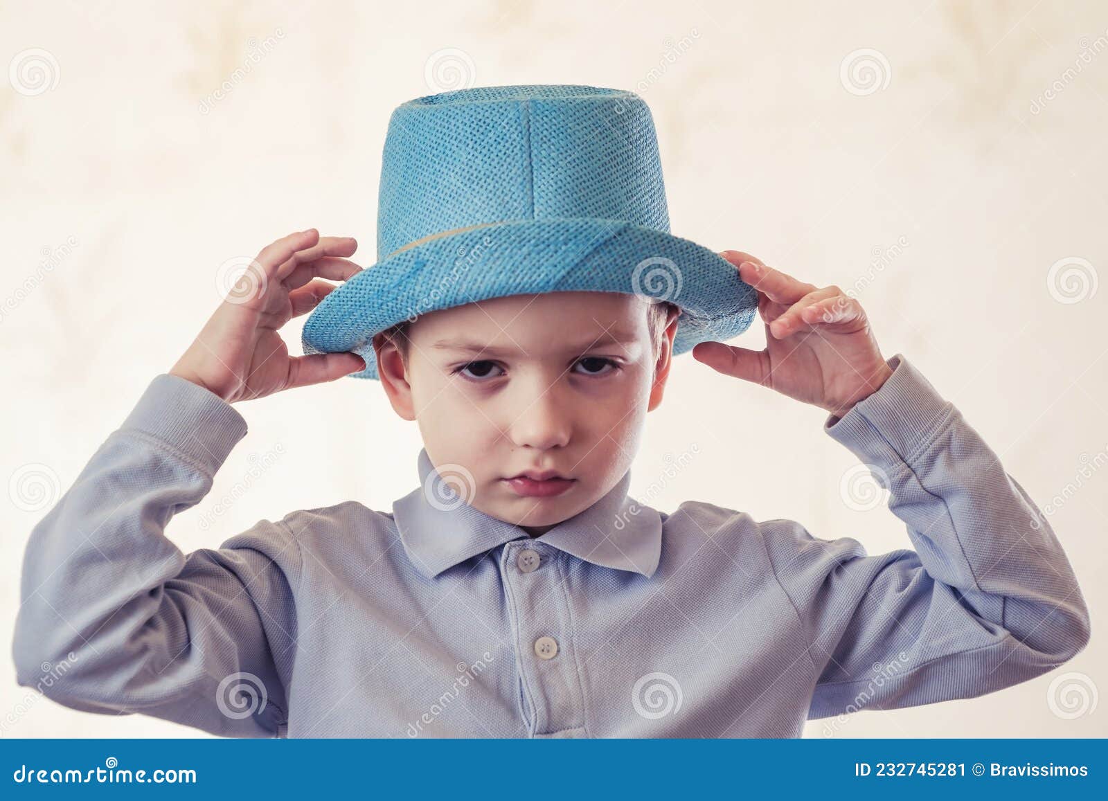 Kid Boy Child Studio Hat. People Stock Image - Image of hand, clothes ...