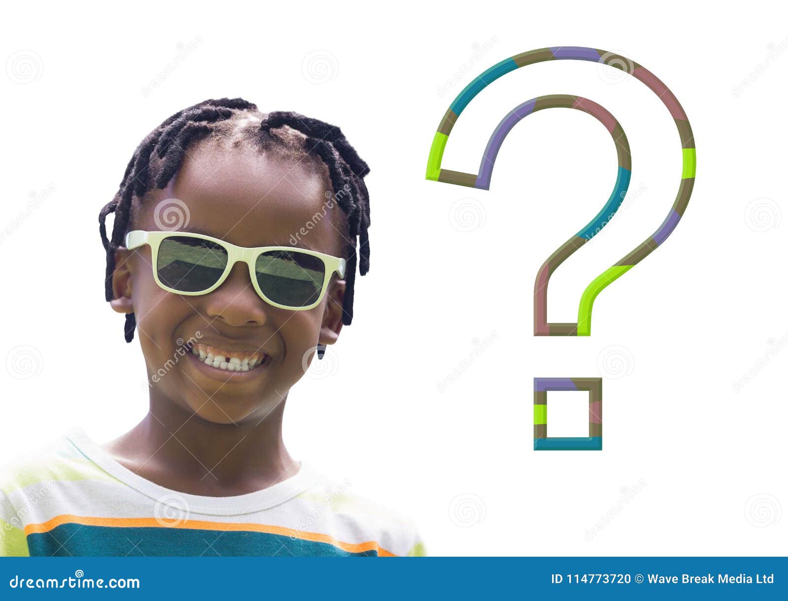Kid Boy with Colorful Question Mark Stock Photo - Image of male, doubt ...
