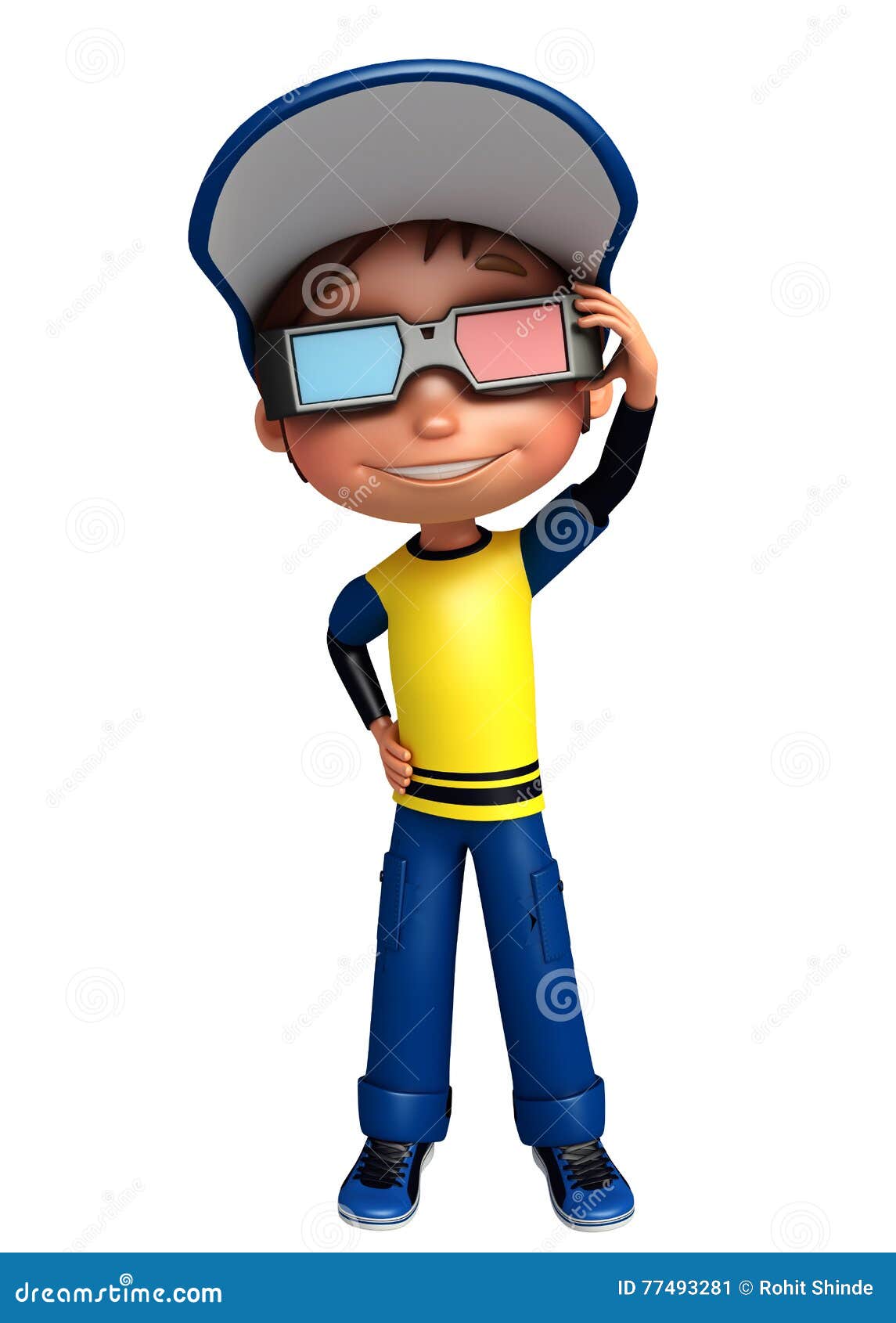 Kid Boy With 3D Gogal Royalty-Free Cartoon | CartoonDealer.com #77505344