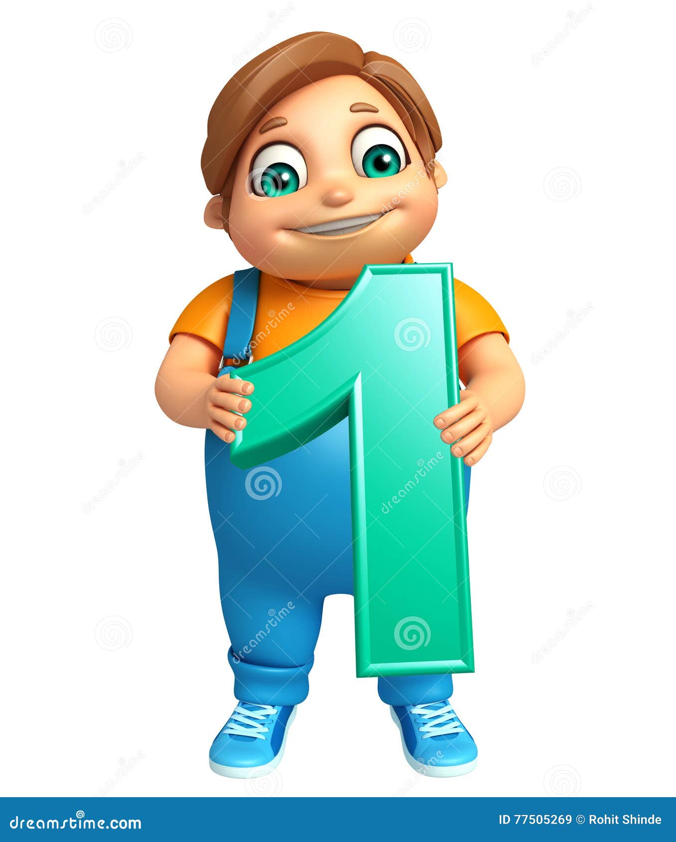 Kid boy with 1 Digit stock illustration. Illustration of playful - 77505269