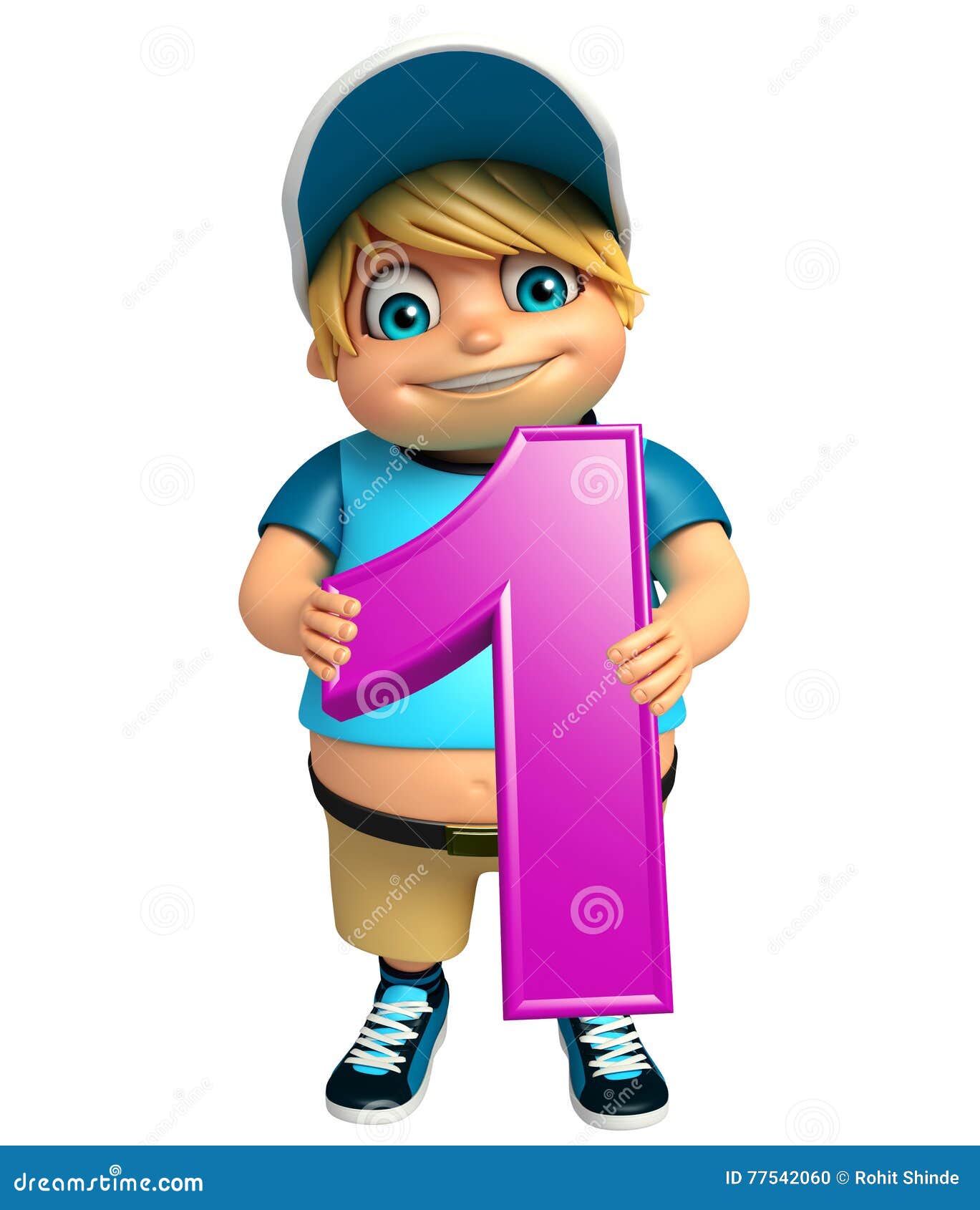 Kid boy with 1 Digit stock illustration. Illustration of character ...