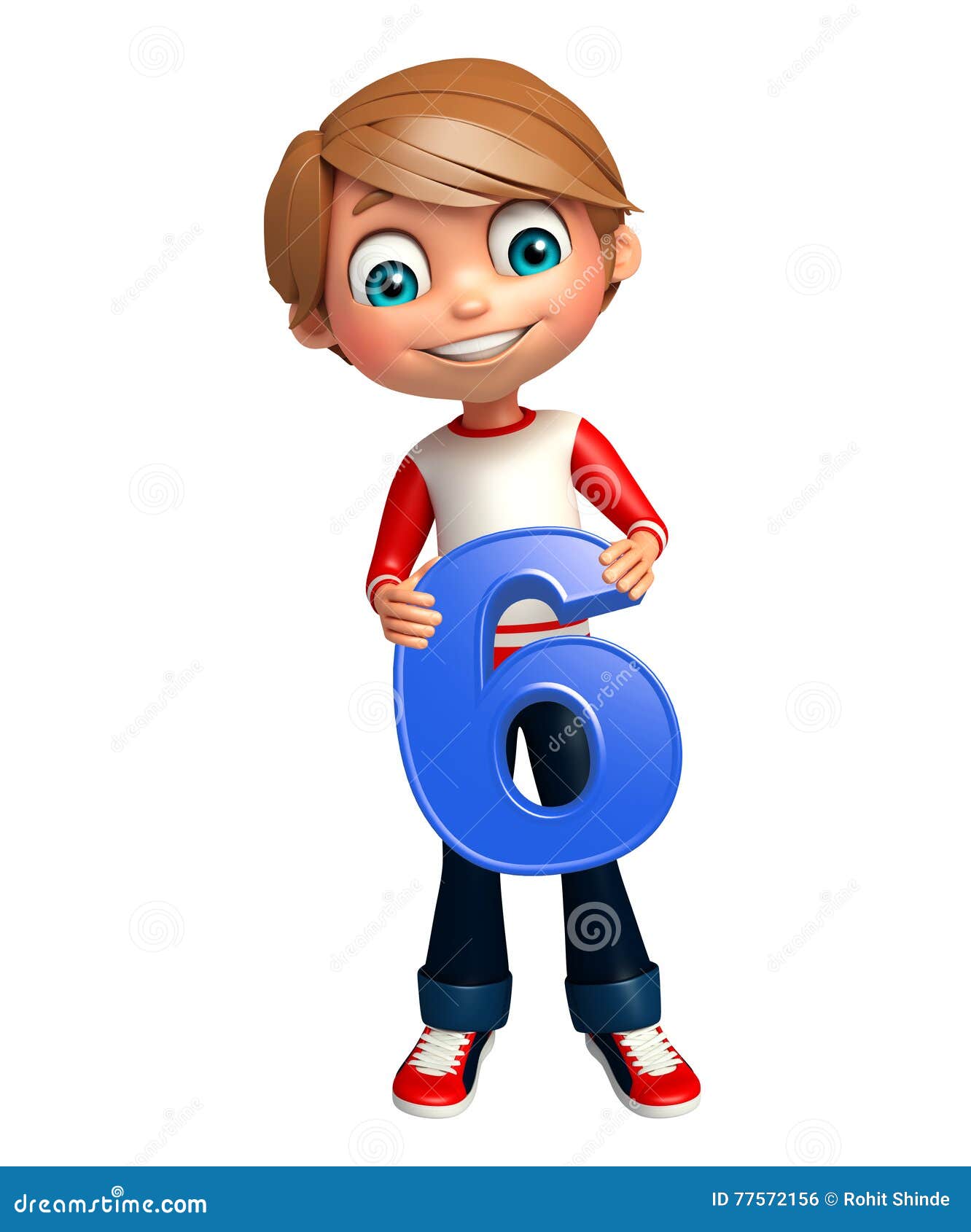 Kid boy with 6 digit stock illustration. Illustration of learning ...
