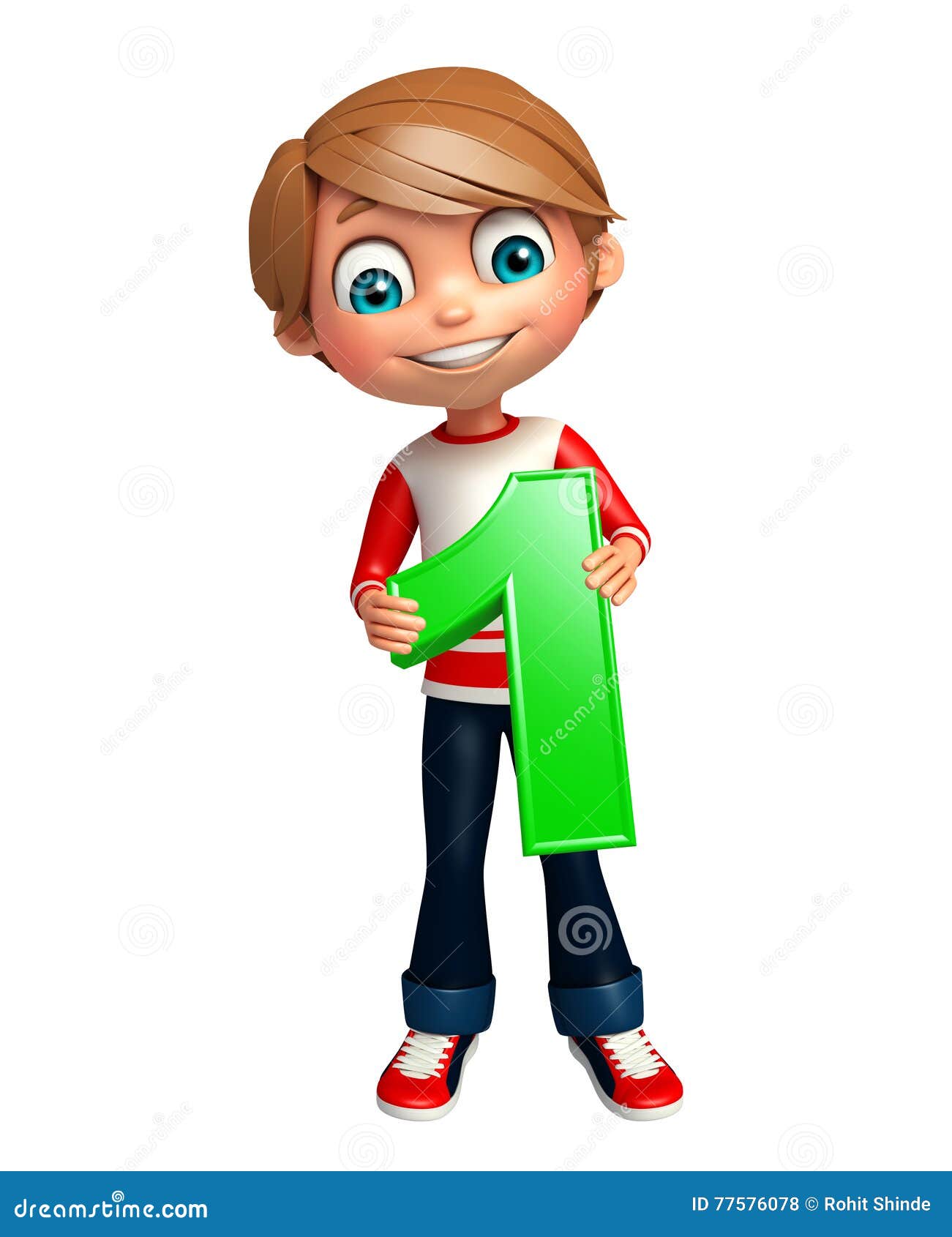 Kid boy with 1 digit stock illustration. Illustration of smile - 77576078